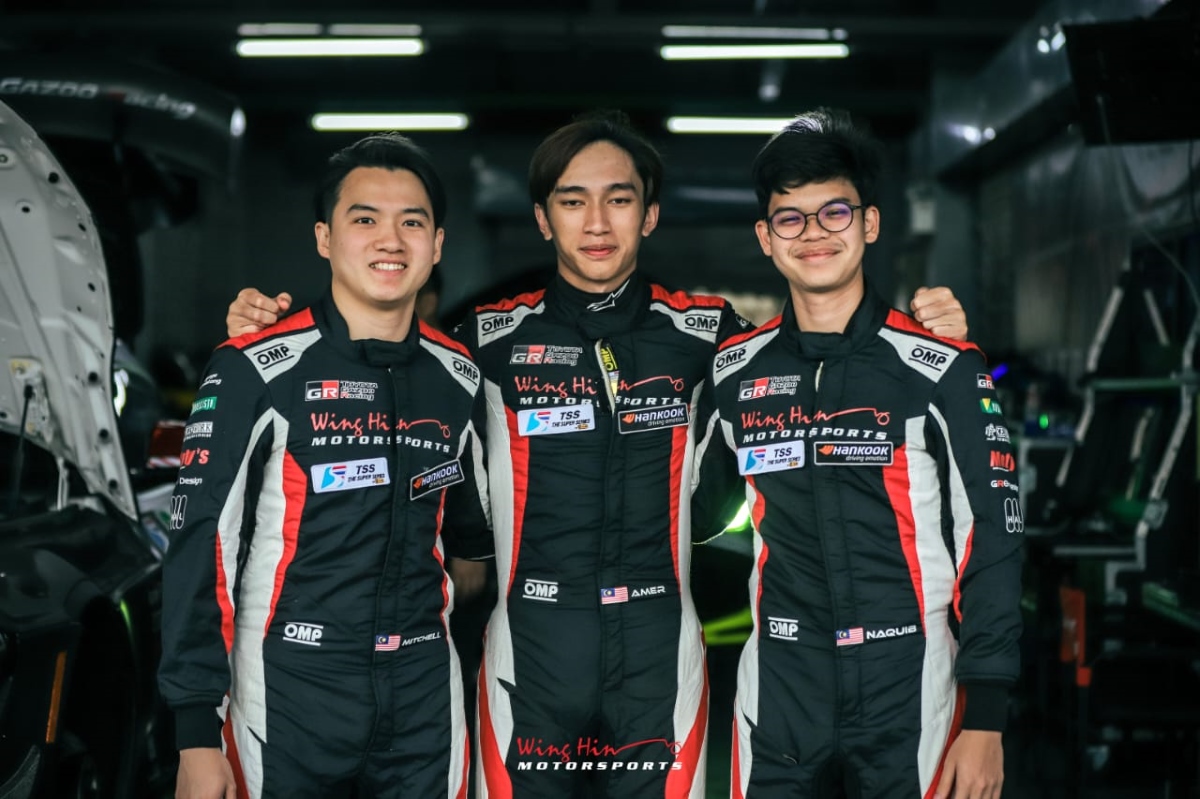 Naquib Azlan, Mitchell Cheah and Amer Harris from Wing Hin Motorsports ...